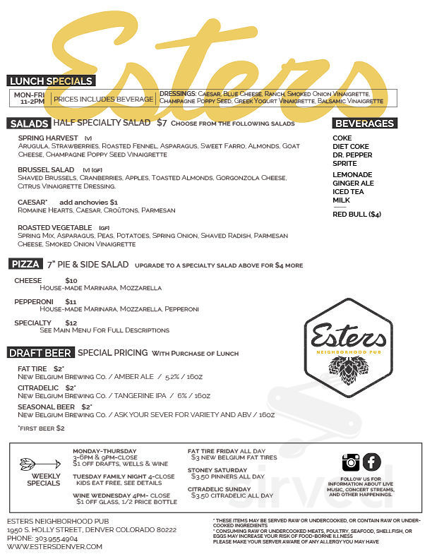 Menu for Esters Gold's Marketplace in Wheat Ridge, CO | Sirved