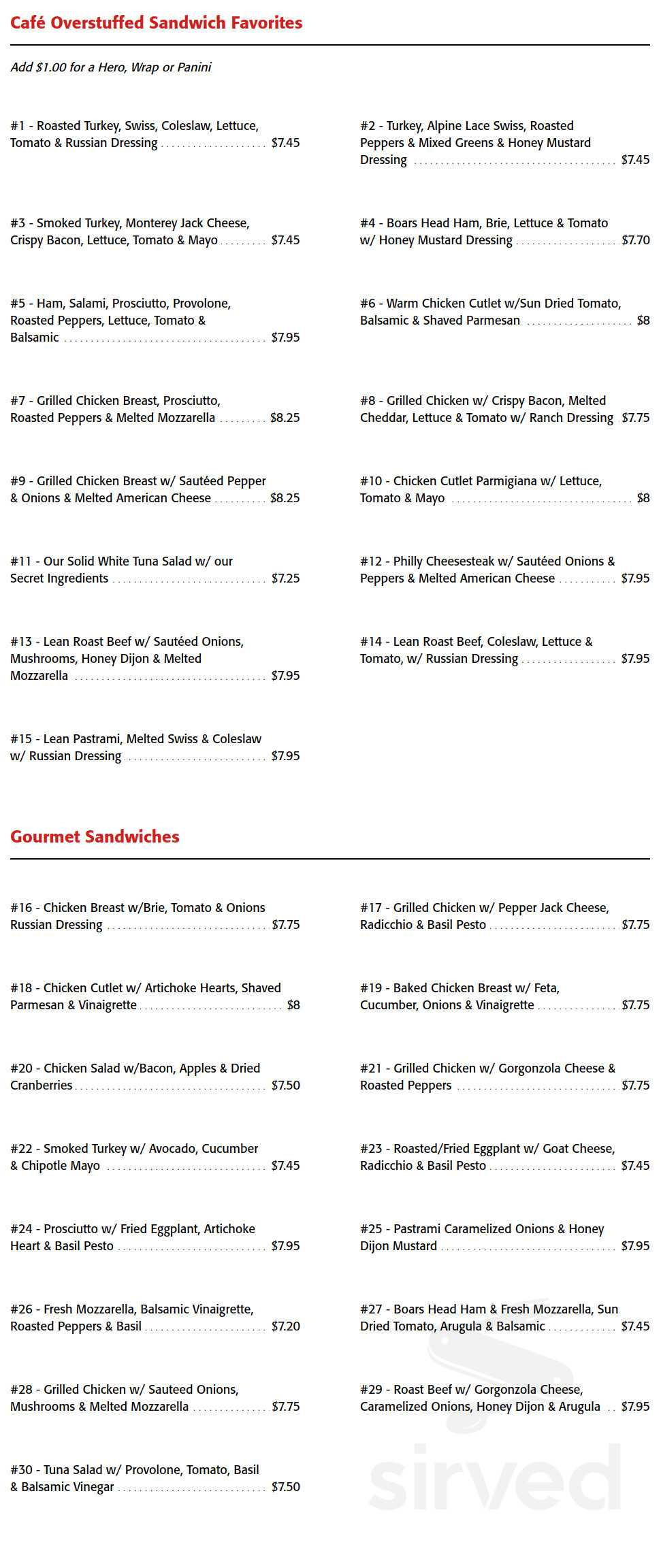 Silver Lake Cafe & Grill menu in West Harrison, New York, USA