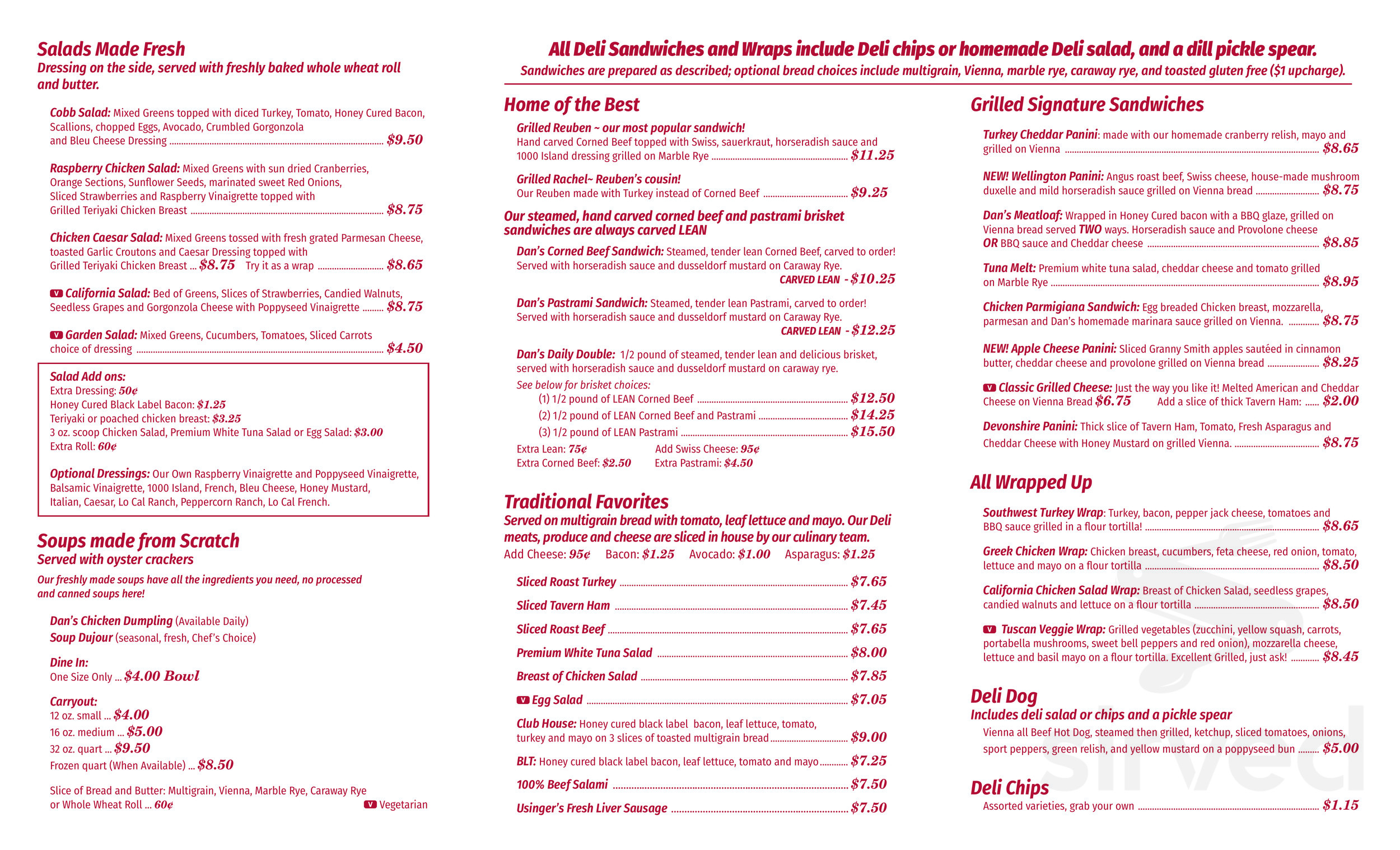 Rochester Deli menu in Waukesha, Wisconsin, USA