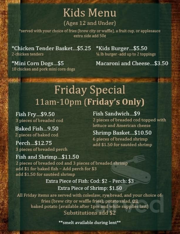 Backwoods Bar & Grill menu in Stevens Point, Wisconsin, USA