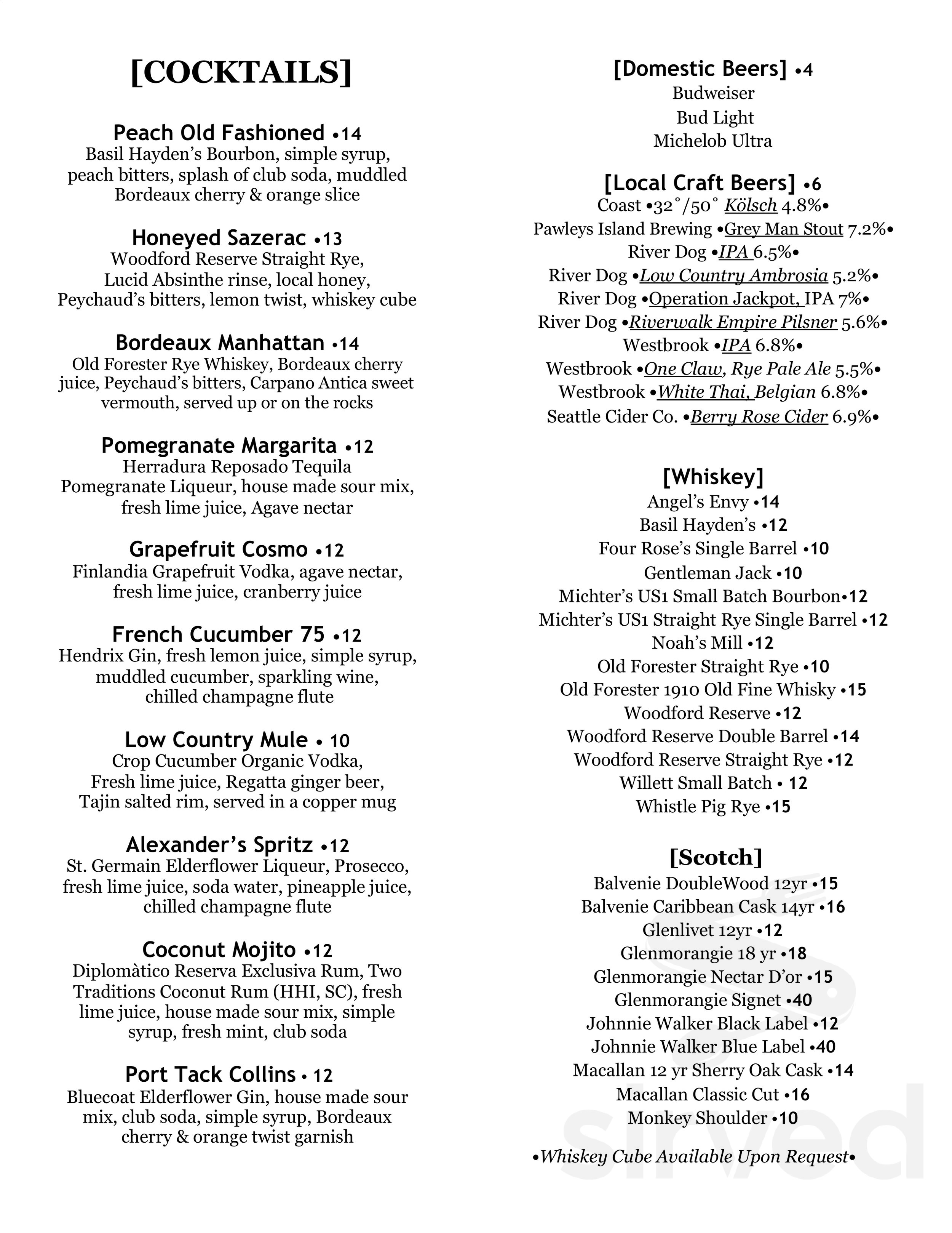 Alexander's Restaurant & Wine Bar menus in Hilton Head Island, South ...