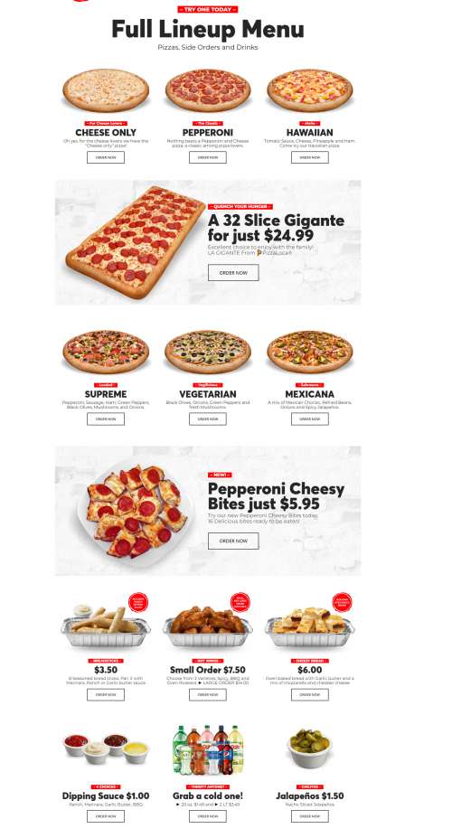 La Pizza Loca menu in Santa Ana, California, USA