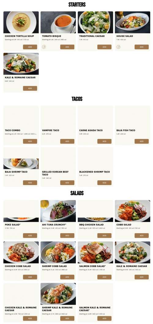 Yard House menu in San Jose, California, USA