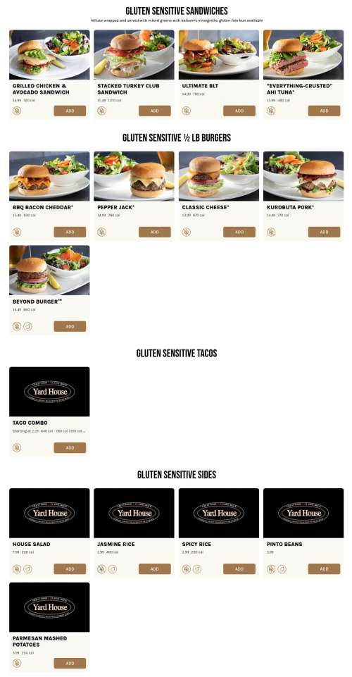 Yard House menu in McLean, Virginia, USA