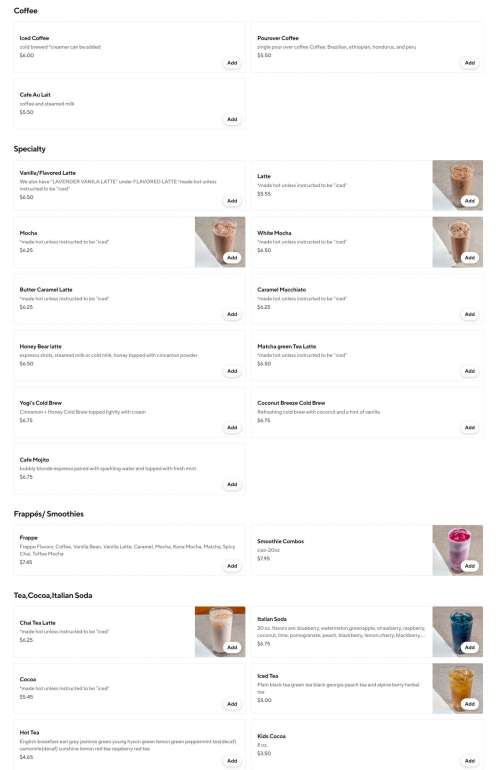 Common Grounds Coffee menu in Davis, California, USA