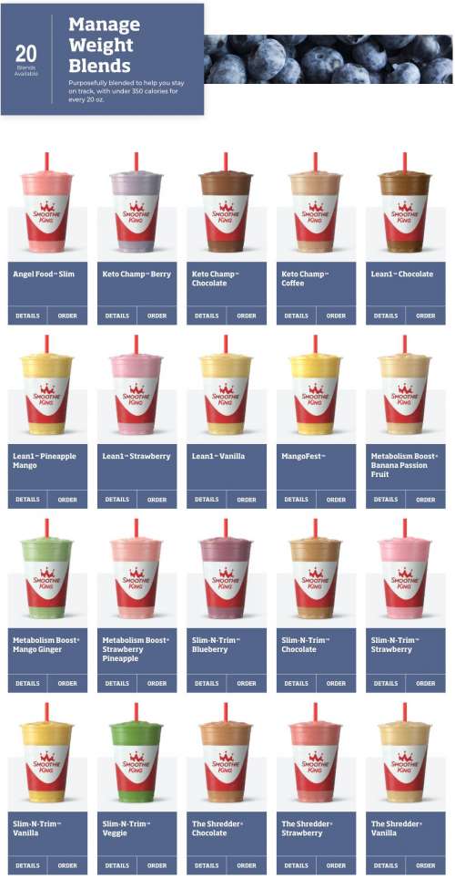 Smoothie King menu in Mary Esther, Florida, USA