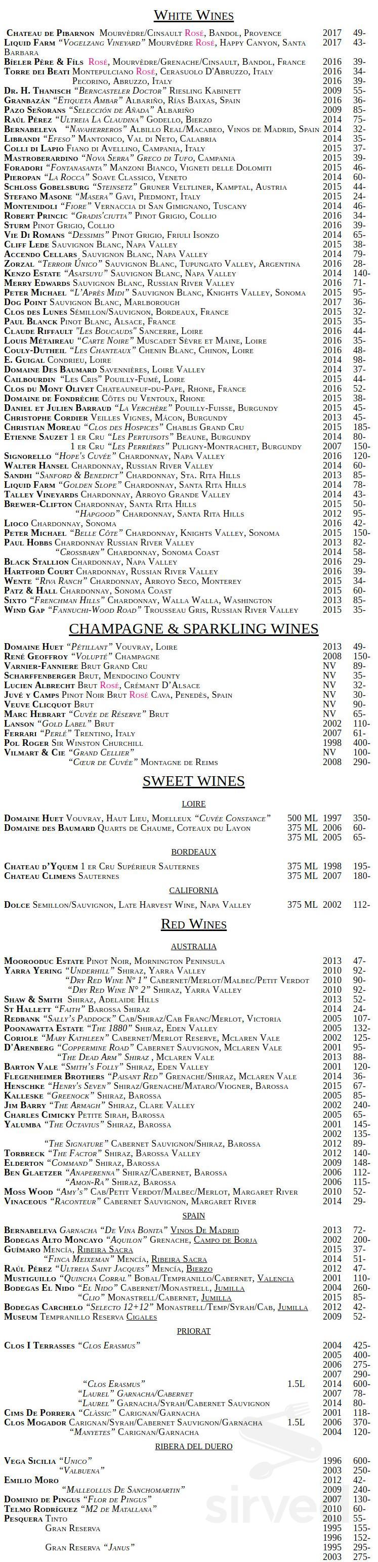 Woodland menu in Lakeville, Connecticut, USA