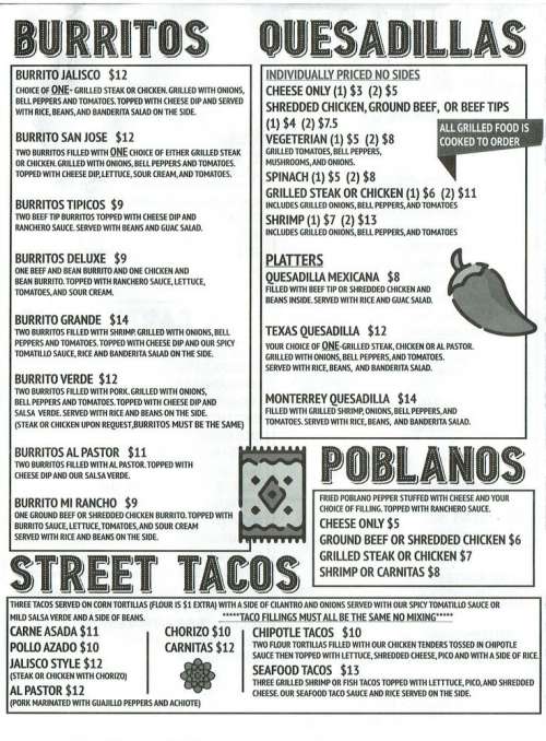 Monterrey Mexican Restaurant menu in Knoxville, Tennessee, USA