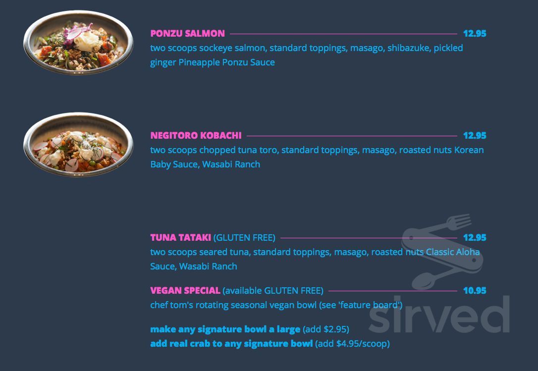 Menu - Vancouver BC's The PokéMan Kakigori Café & Poké Shop | Sirved