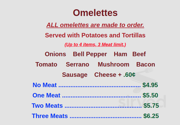 Ken's Tacos menu in Austin, Texas, USA