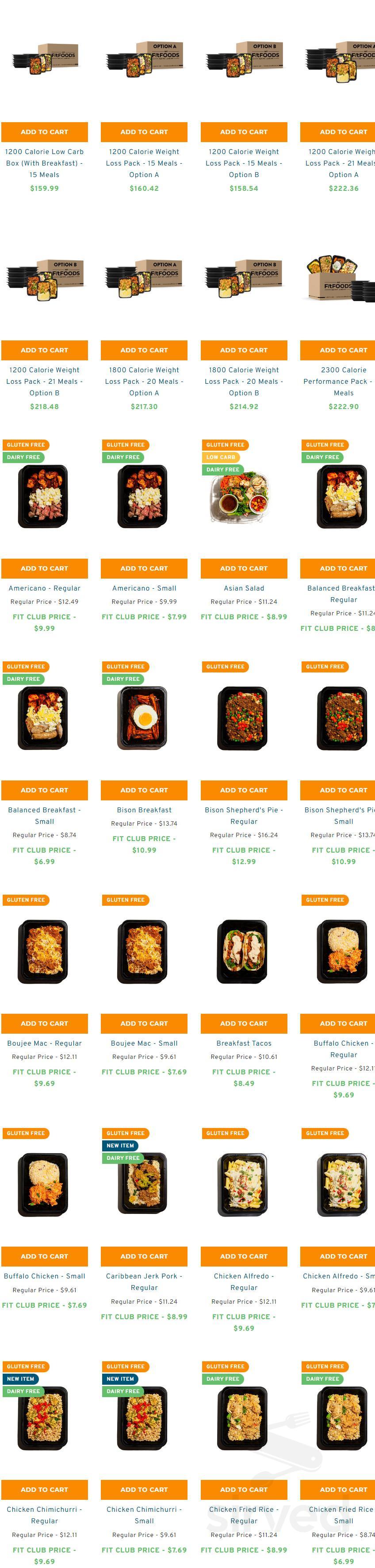 My Fit Foods menu in Houston, Texas, USA