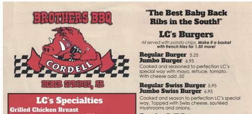 Menu for Brothers BBQ in Heber Springs, AK | Sirved