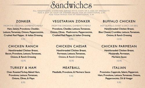 Gambino's menu in Moscow, Idaho, USA