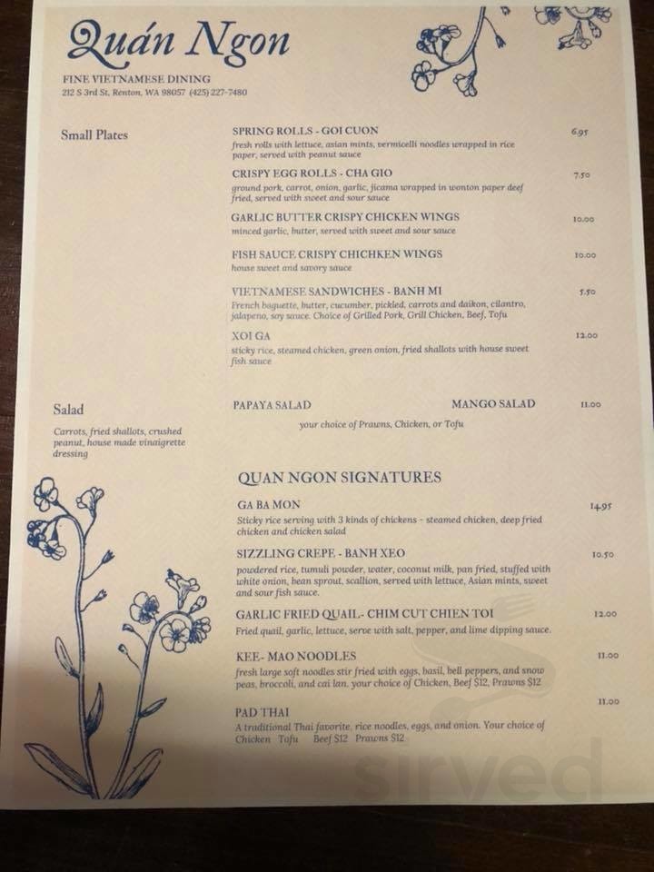 Renton Bistro menu in Renton, Washington, USA