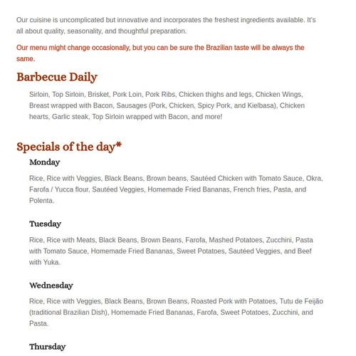 Minas Cafe Steakhouse menu in East Providence, Rhode Island, USA