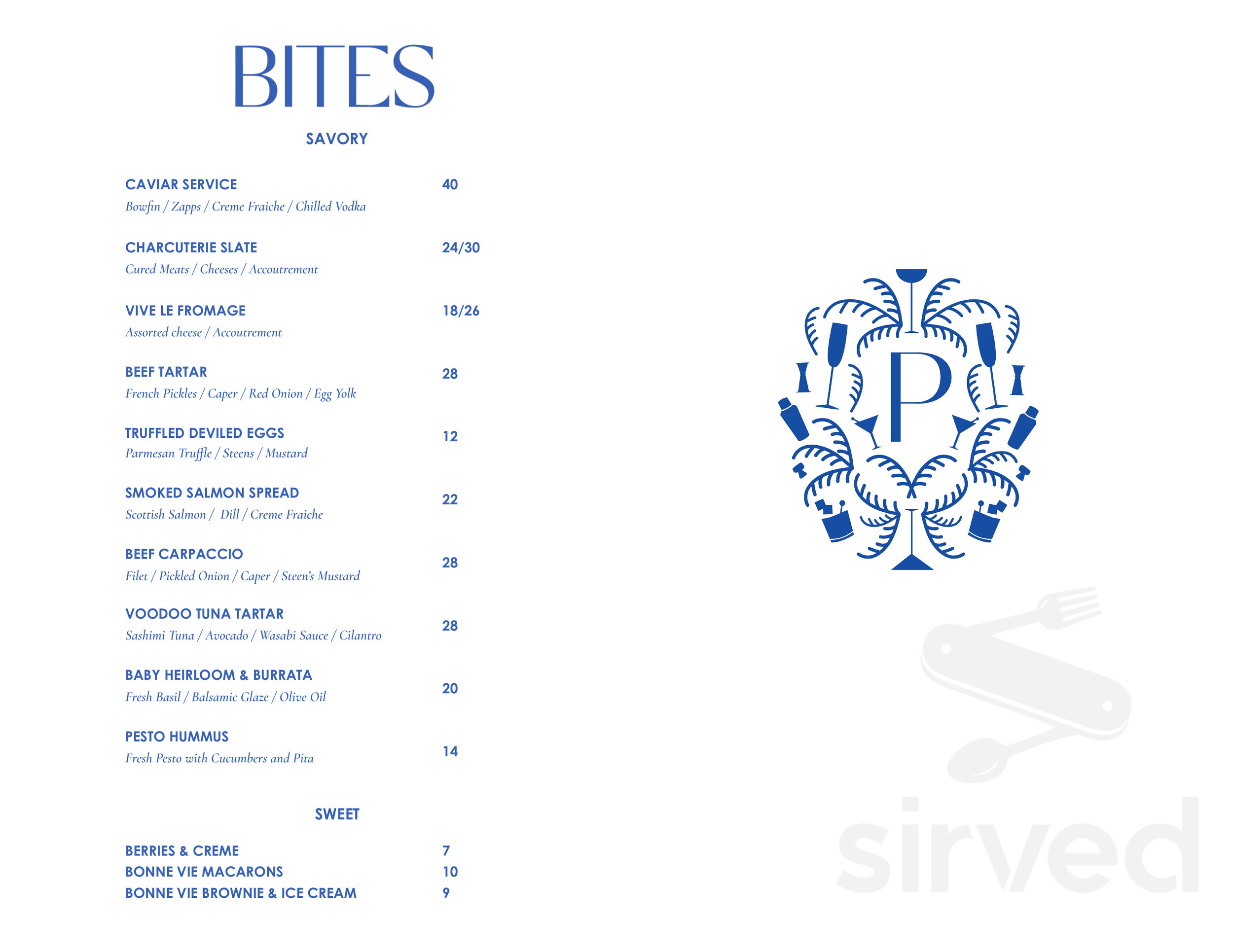 PALMYRE menu in Lafayette, Louisiana, USA