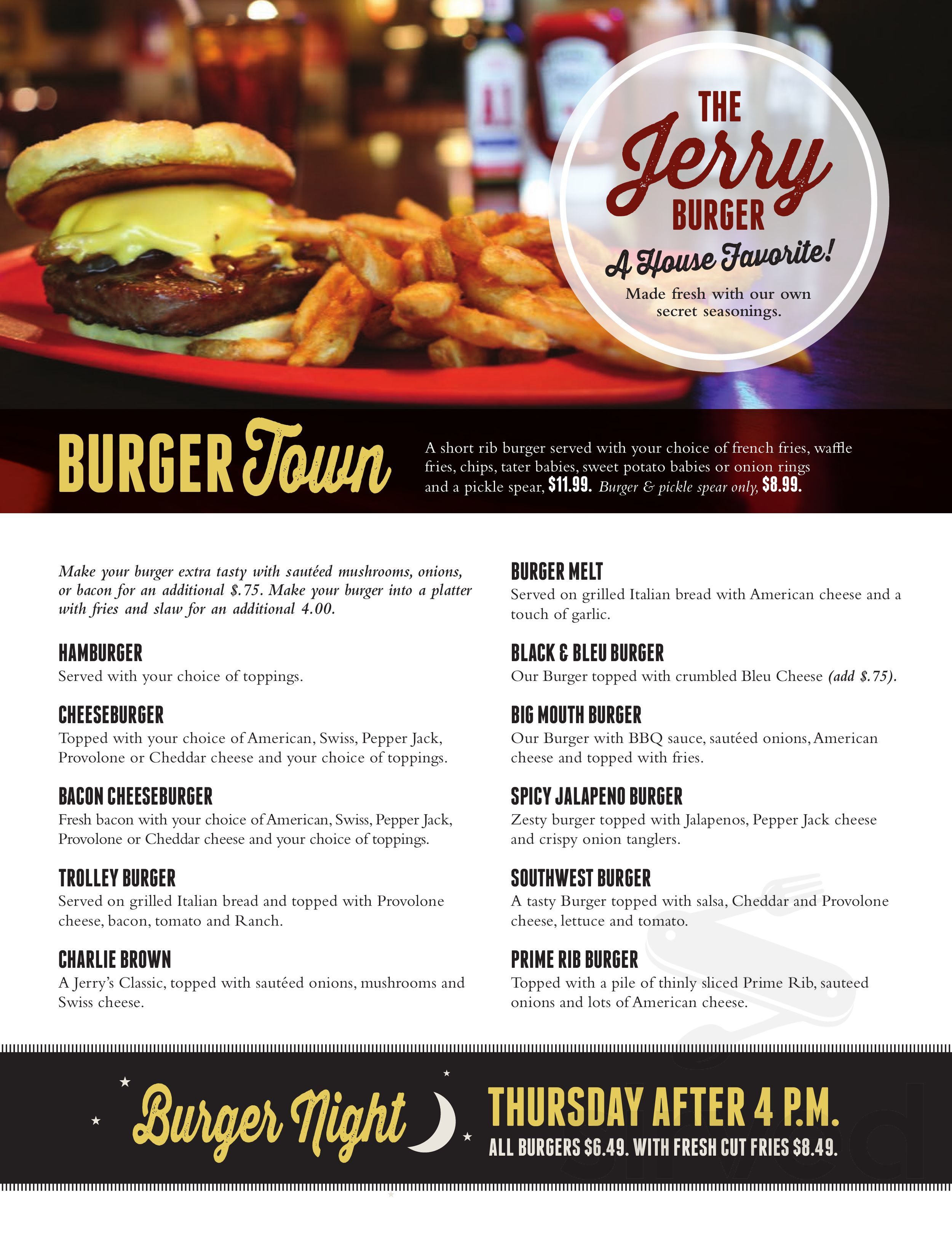 Jerry's Cafe menu in Orrville, Ohio, USA