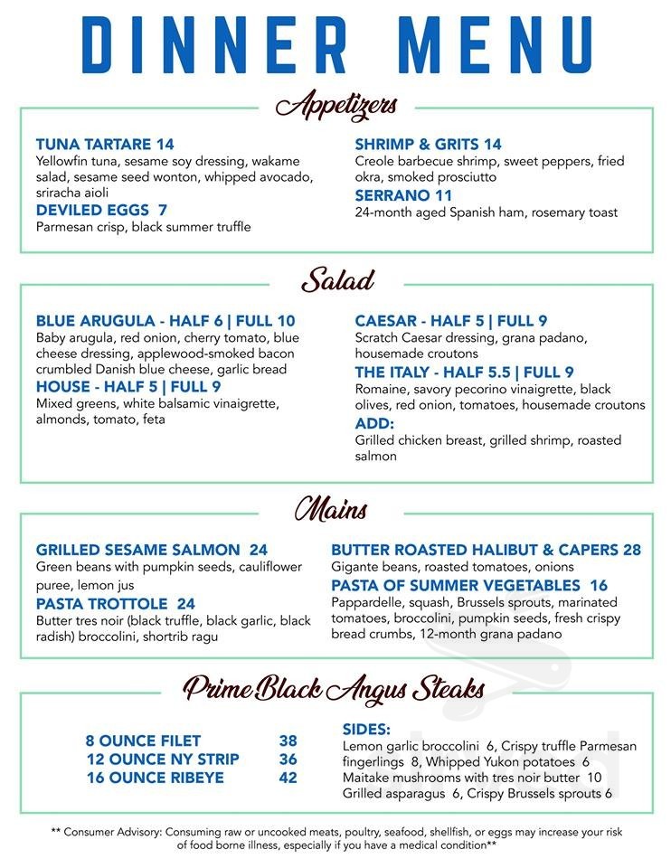 The Club at Bella Collina menu in Montverde, Florida, USA