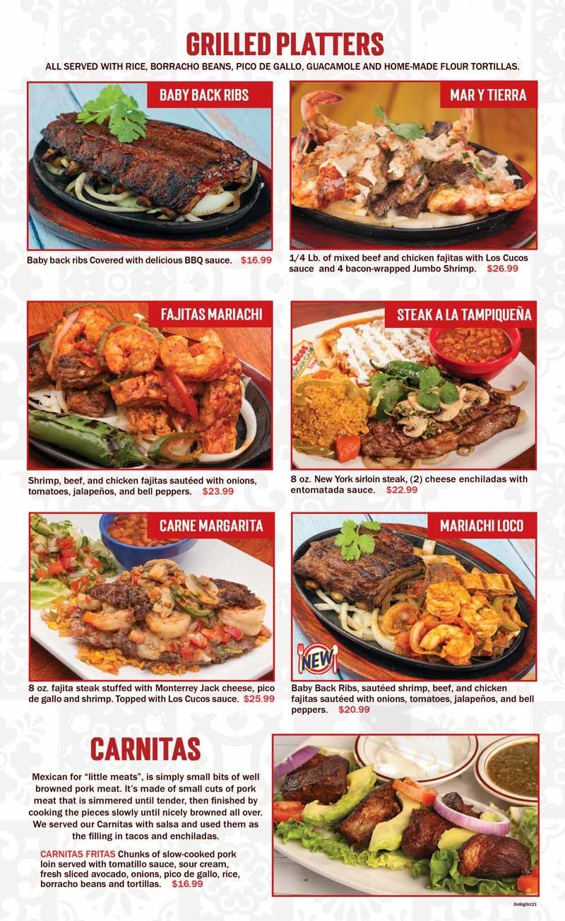 Menu - Jersey Village TX's Los Cucos Mexican Restaurant | Sirved
