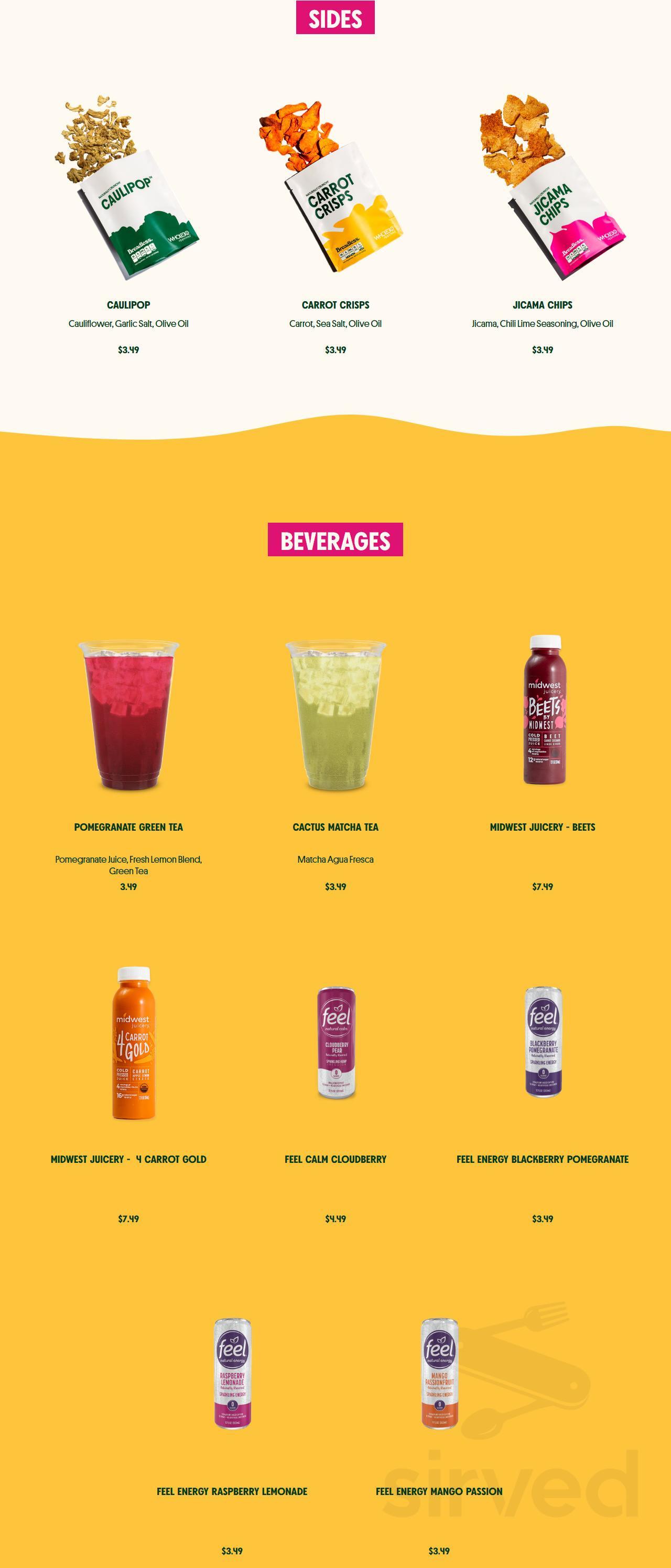 Breadless menu in Detroit, Michigan, USA