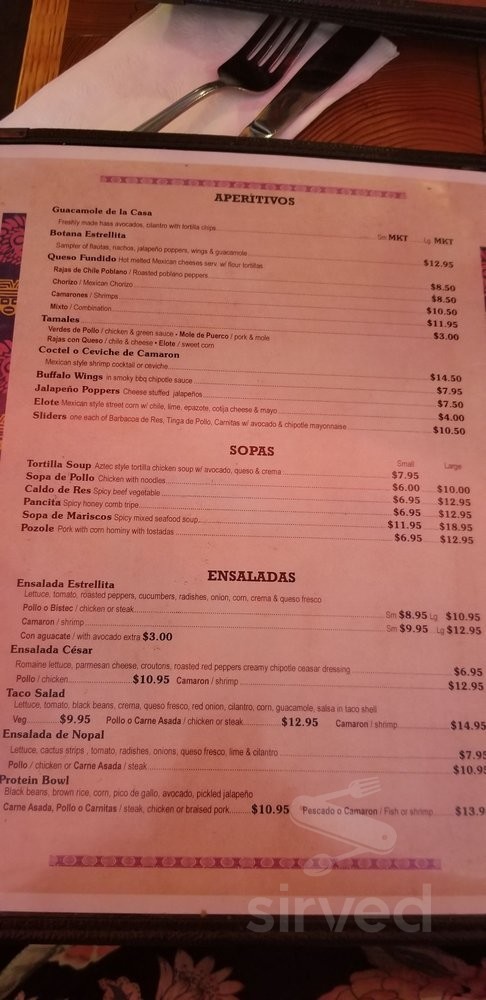 Estrellita Poblana III menu in The Bronx, New York, USA