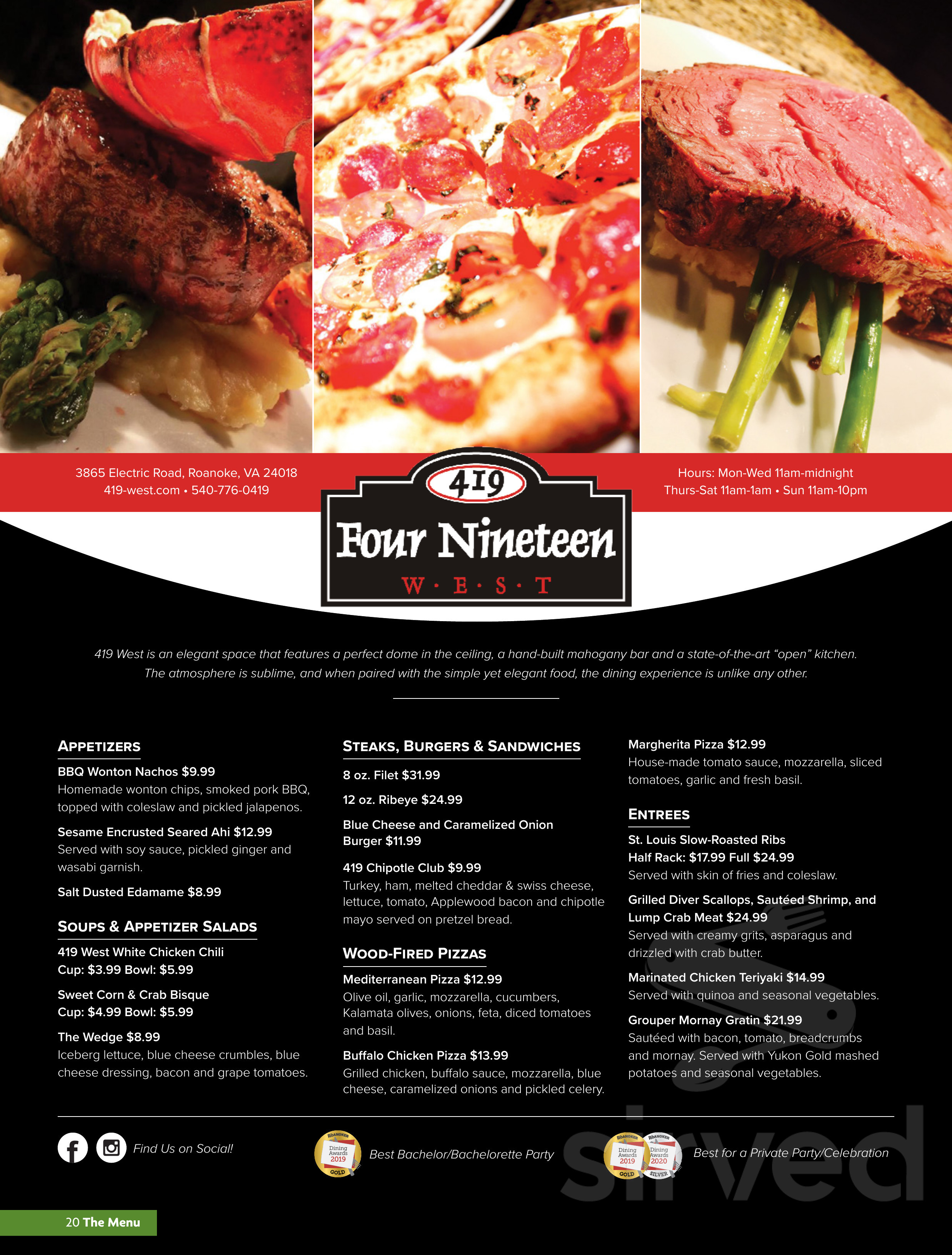 Roanoker Restaurant Menu