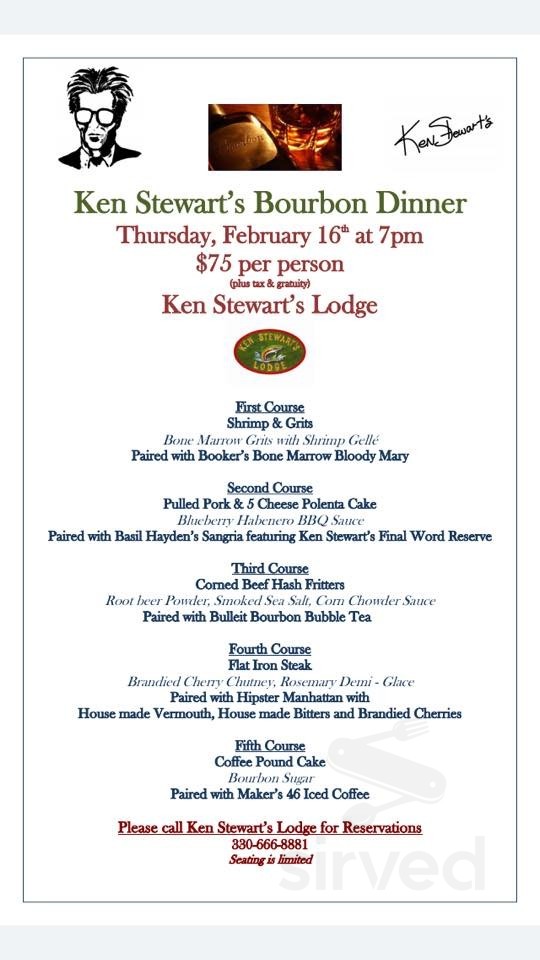 Ken Stewart's Lodge menu in Bath, Ohio, USA