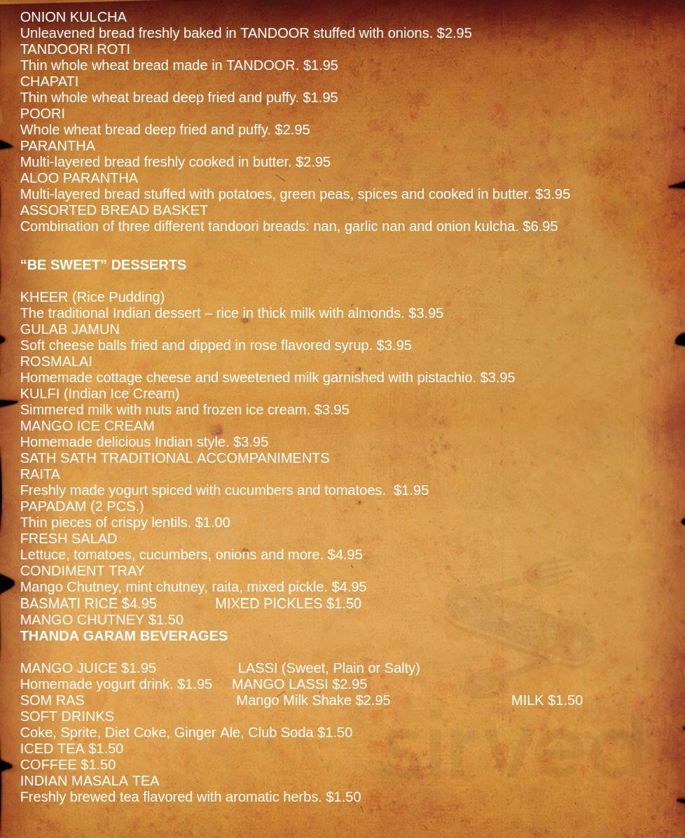 Menu - Columbia SC's Delhi Palace | Sirved
