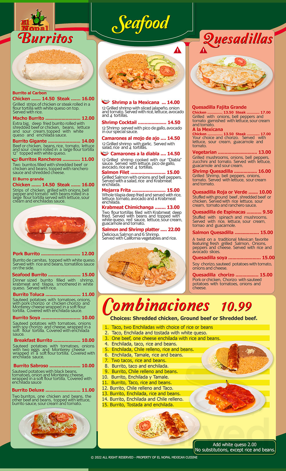 El Nopalito Mexican Cuisine menu in Madison, Indiana, USA