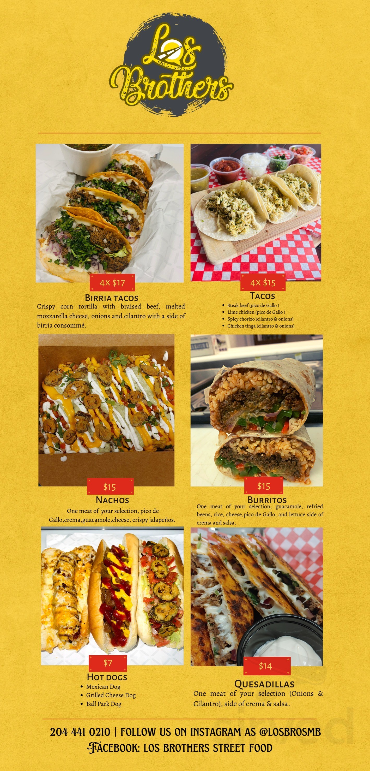 Los Brothers Street Food menus in Brandon, Manitoba, Canada