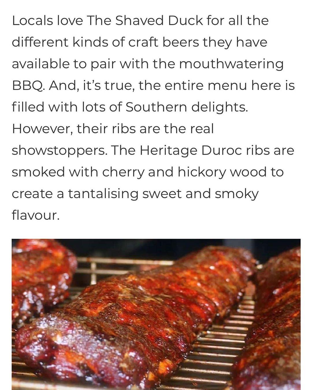 The Shaved Duck Smokehouse menu in St. Louis, Missouri, USA