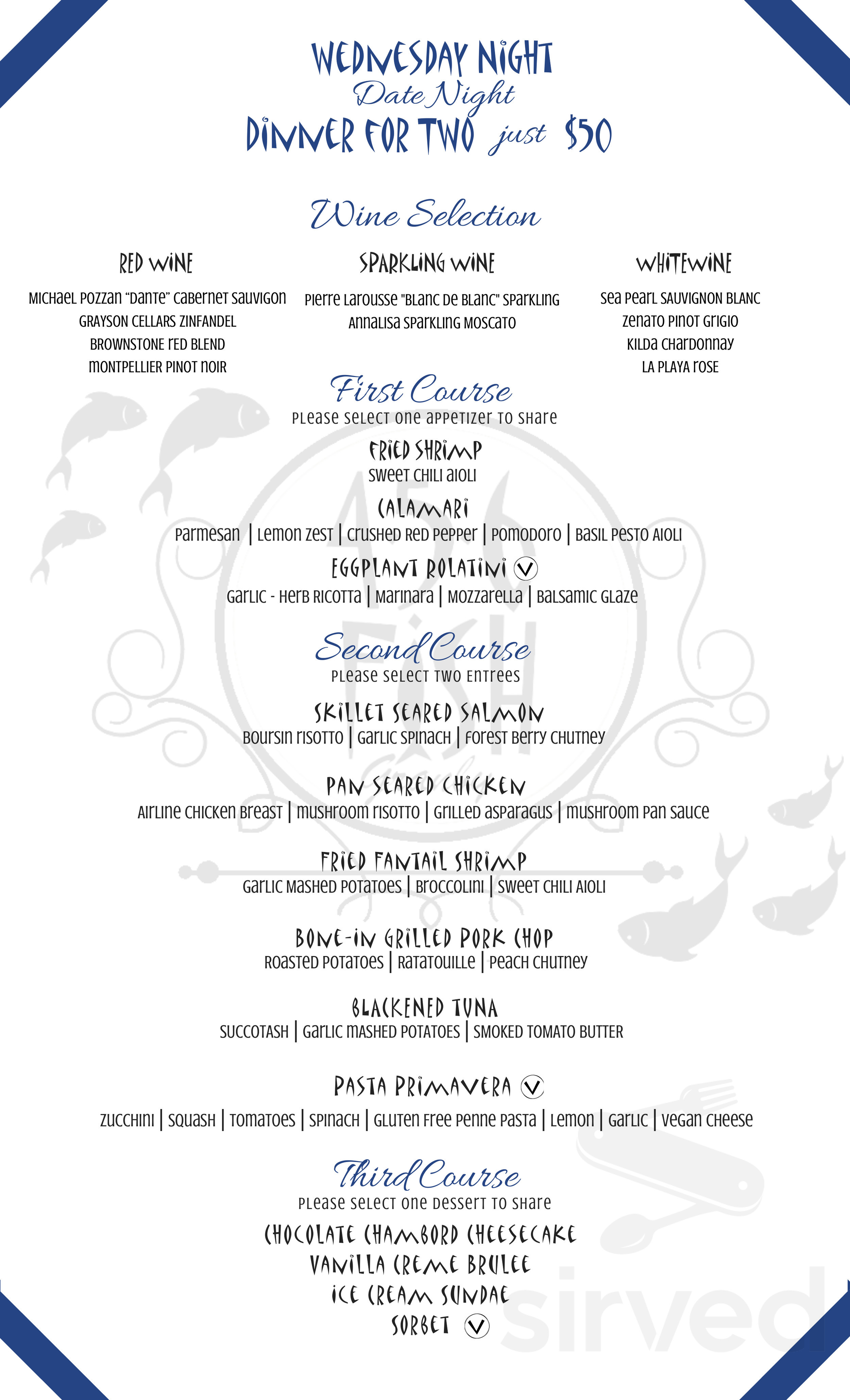 4 5 6 Fish menu in Norfolk, Virginia, USA
