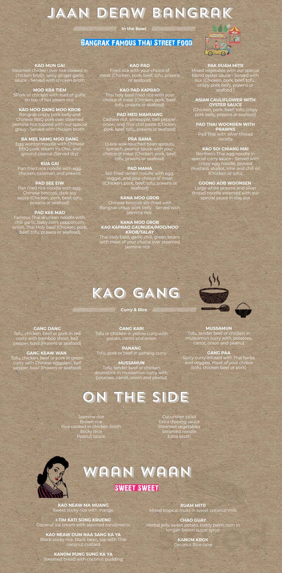 Bangrak Market menu in Seattle, Washington, USA