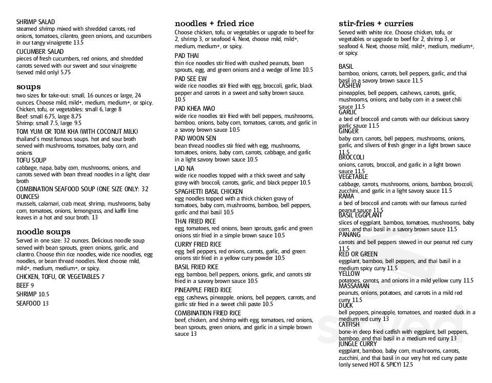Menu for Mai Thai Cafe in Wheaton, IL | Sirved