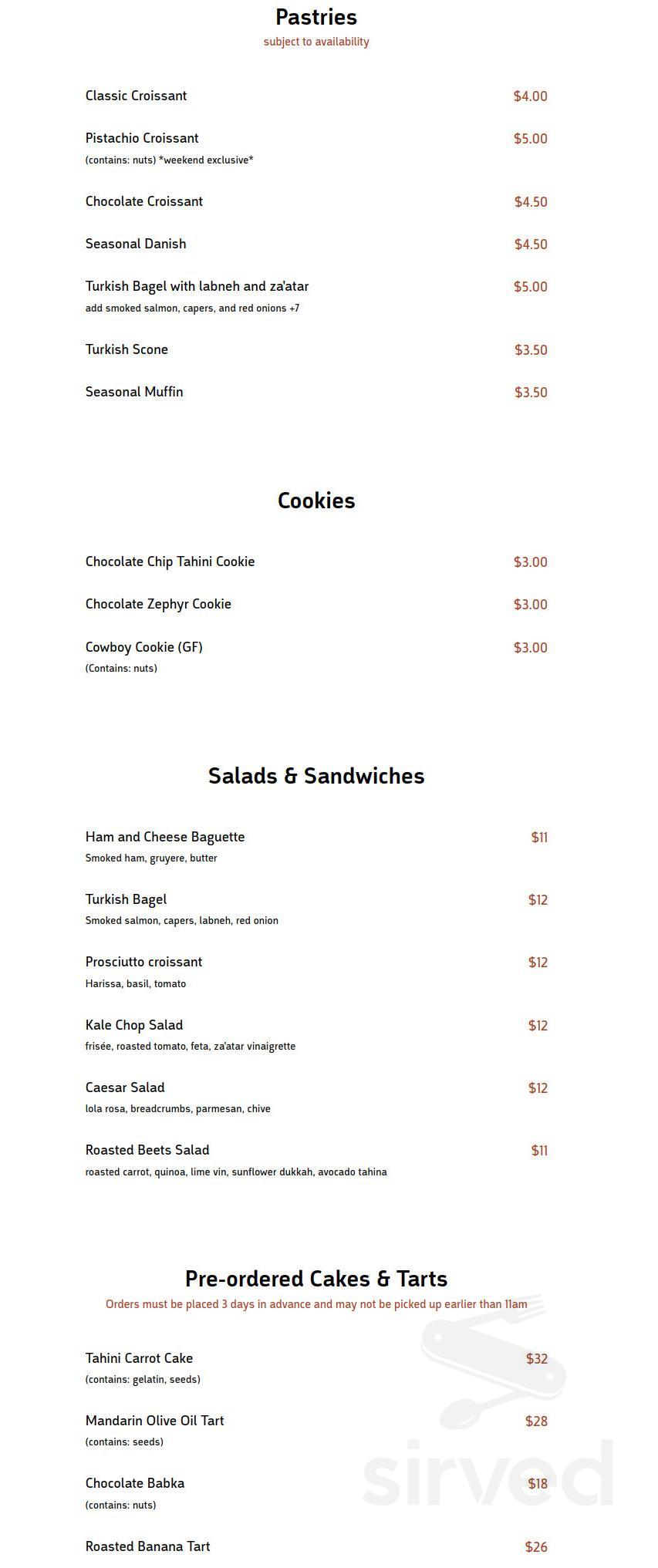 Cafe Ceres menu in Minneapolis, Minnesota, USA