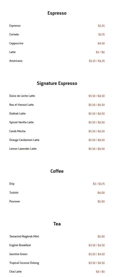 Cafe Ceres menu in Minneapolis, Minnesota, USA