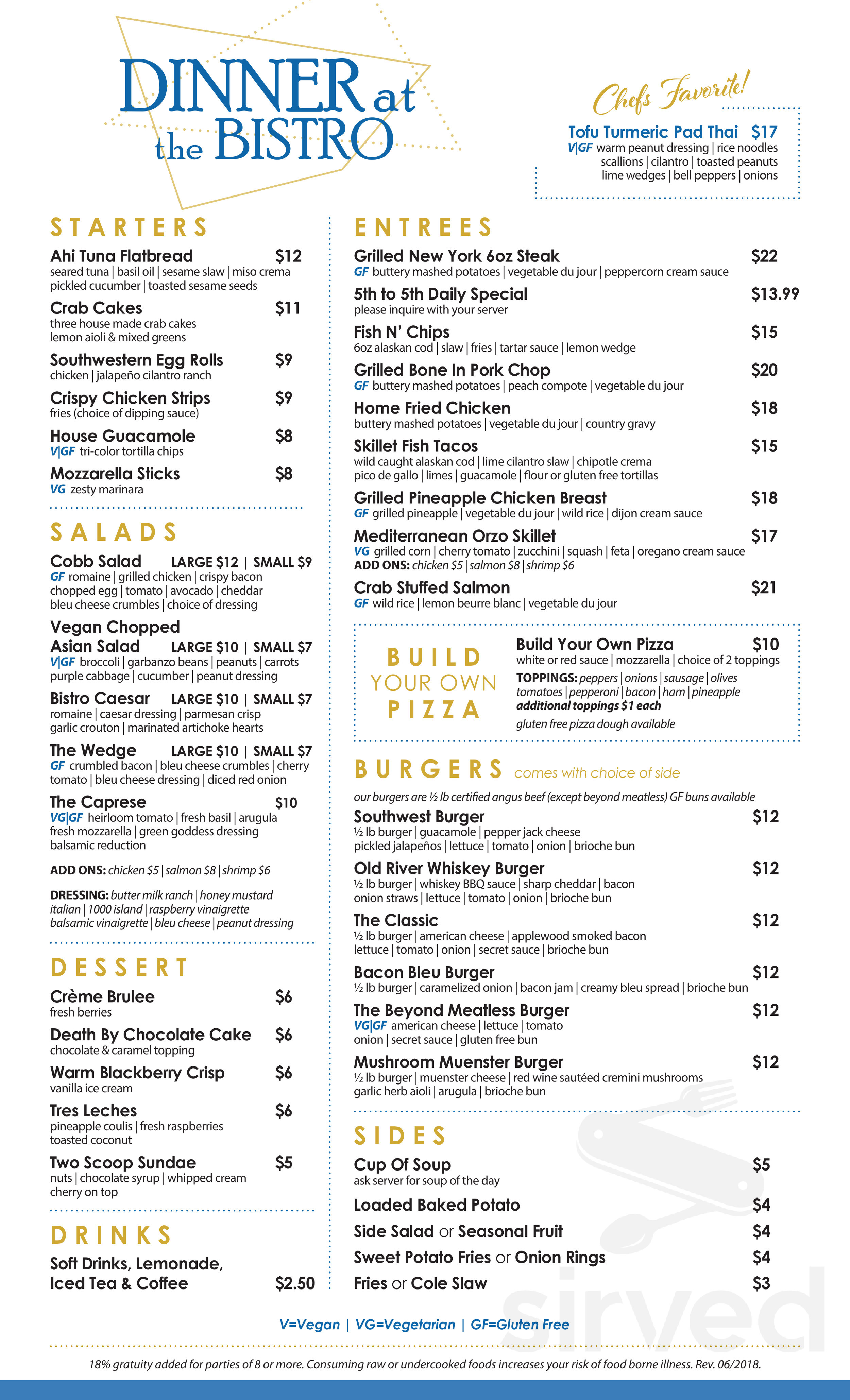 MountainView Bar and Grill Restaurant menu in Saddlebrooke, Arizona, USA
