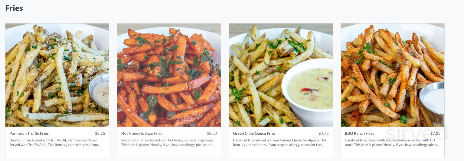 Hopdoddy Burger Bar menu in Houston, Texas, USA