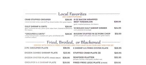 Menu for The Parish Oyster Bar & Restaurant in Hernando, MS | Sirved
