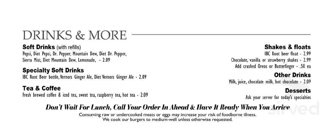 Between the Buns menu in Osceola, Indiana, USA