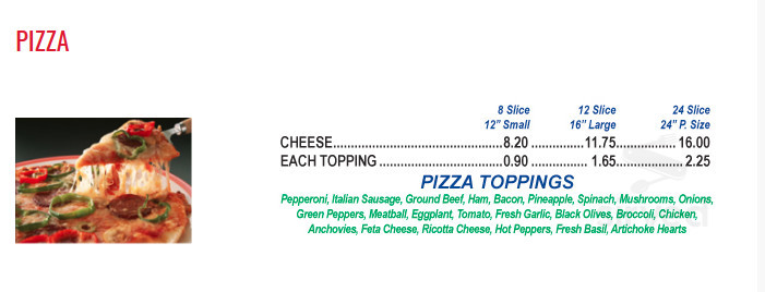Falls Pizza and Craft Bar menu in Chicopee, Massachusetts, USA