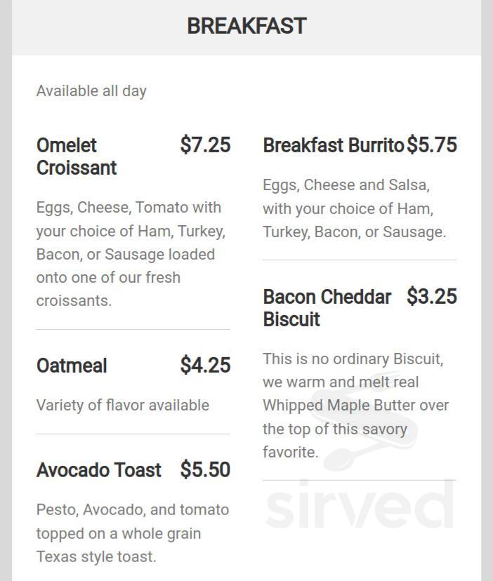 Cuppa Manna menu in Summerville, South Carolina, USA