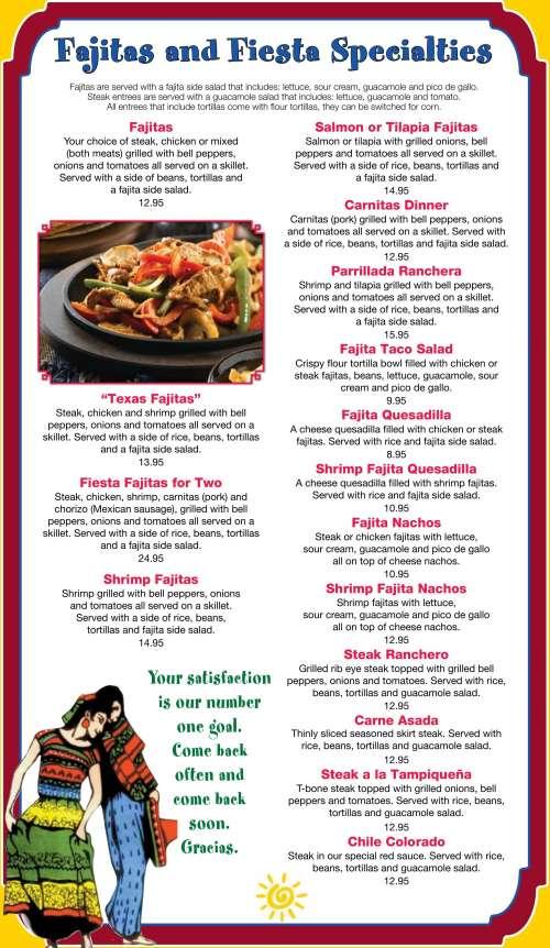 Fiesta Ranchera Mexican Restaurant menu in Bloomington, Illinois, USA