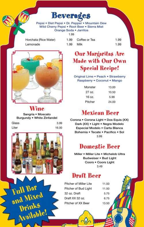 Fiesta Ranchera Mexican Restaurant menu in Bloomington, Illinois, USA