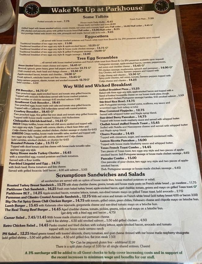 Menu - San Diego CA's Parkhouse Eatery | Sirved