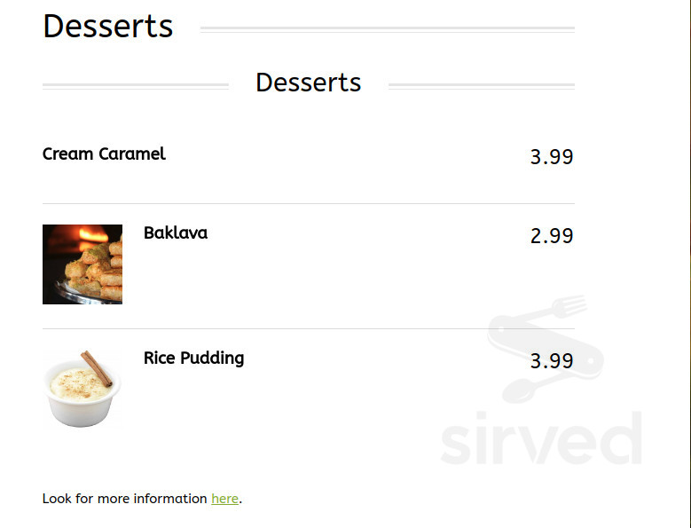 Grape Leaves Restaurant menu in Southfield, Michigan, USA