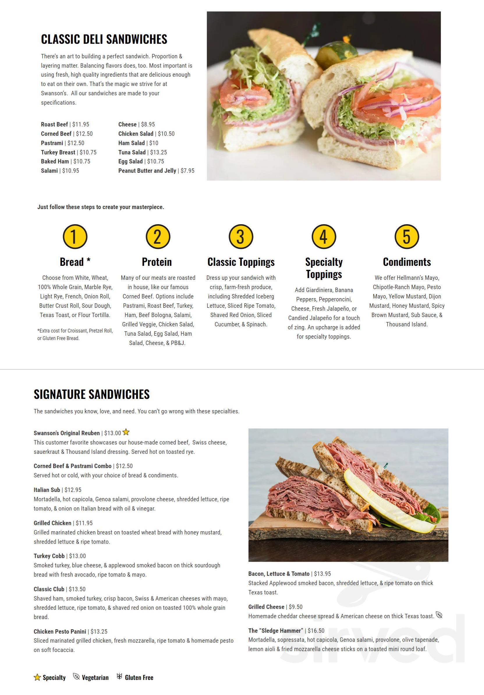 Menu - Chicago IL's Swanson's Deli | Sirved