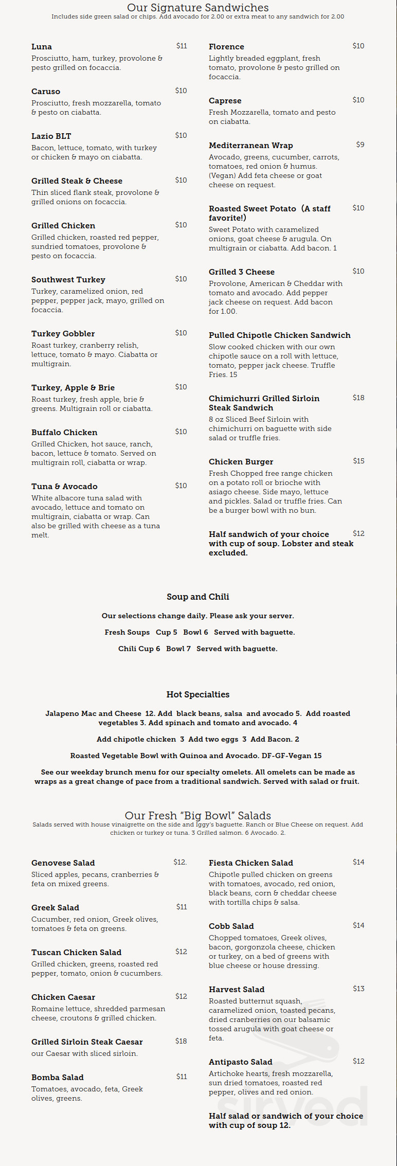 Cafe Luna menu in Cambridge, Massachusetts, USA