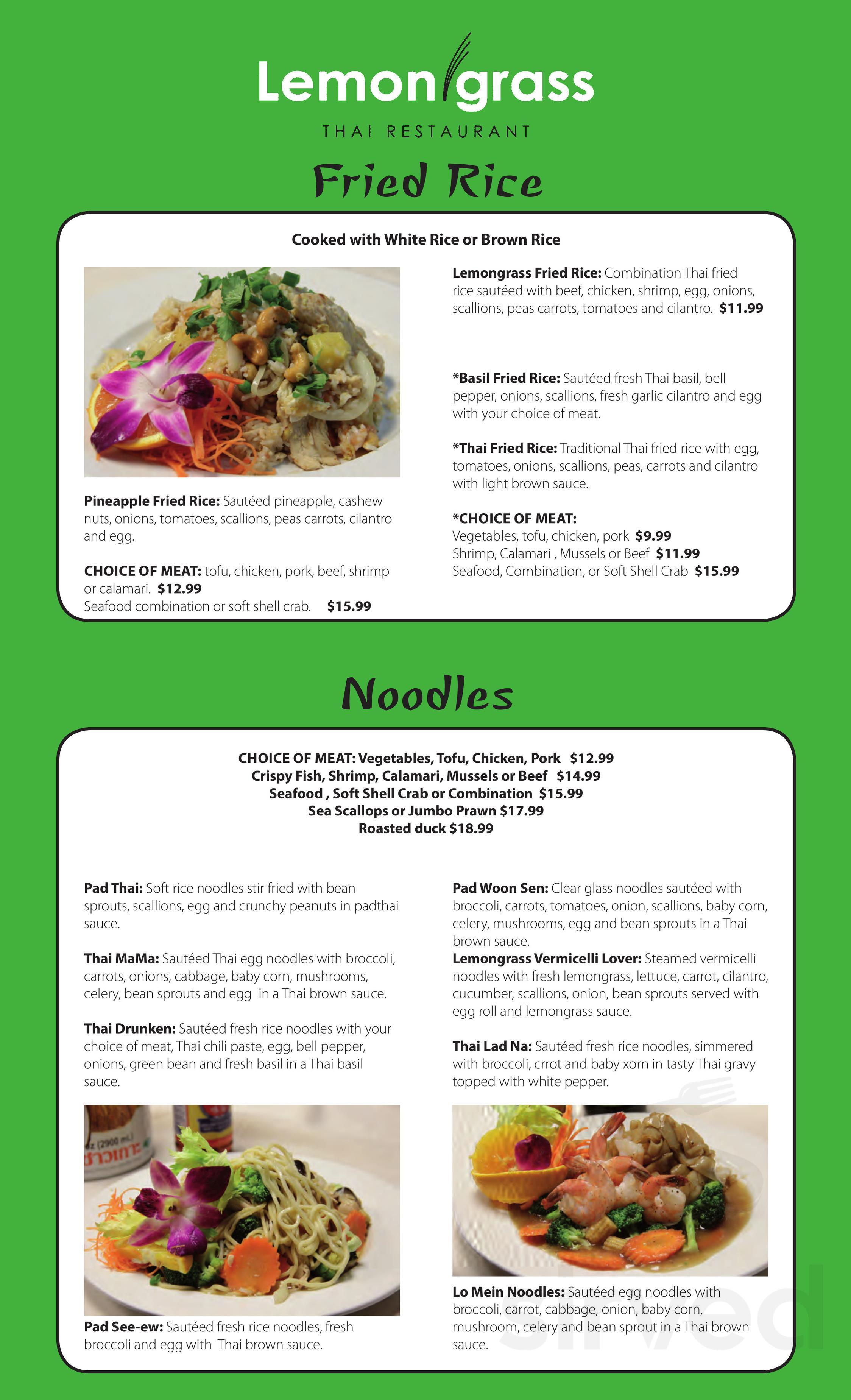 Lemongrass Thai Restaurant Menu In San Antonio Texas Usa