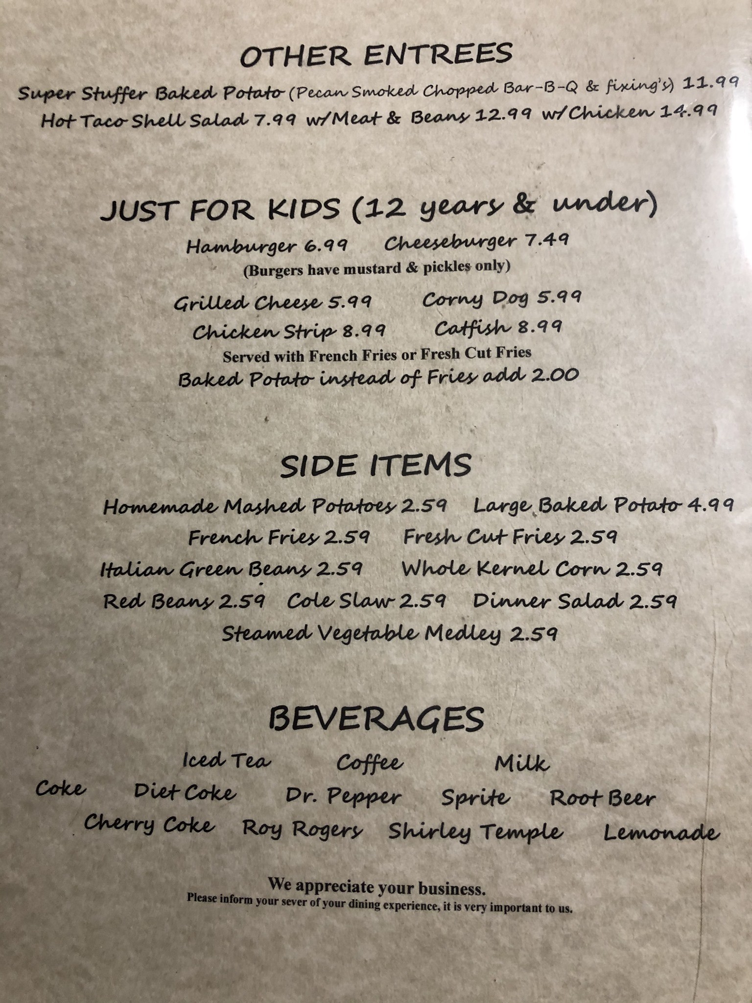 Rockett Cafe & Club menu in Waxahachie, Texas, USA